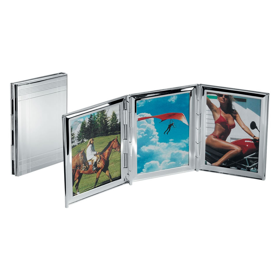 Silver Plated Folding Triple Photo Frames - Business Gifts Supplier